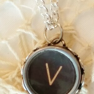 Typewriter Necklace Key V Silver Plated 18 Inch Chain - Etsy
