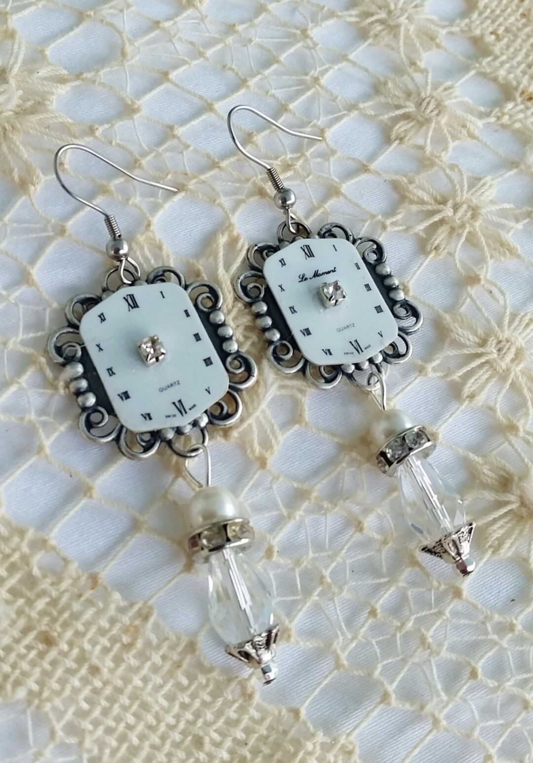 Watch Face Earrings Watch Dial Jewelry Silver Ox Filigree - Etsy