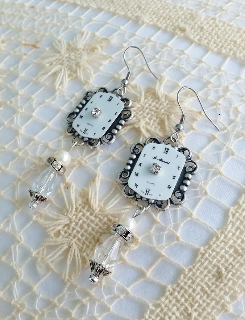 Watch Face Earrings Watch Dial Jewelry Silver Ox Filigree | Etsy