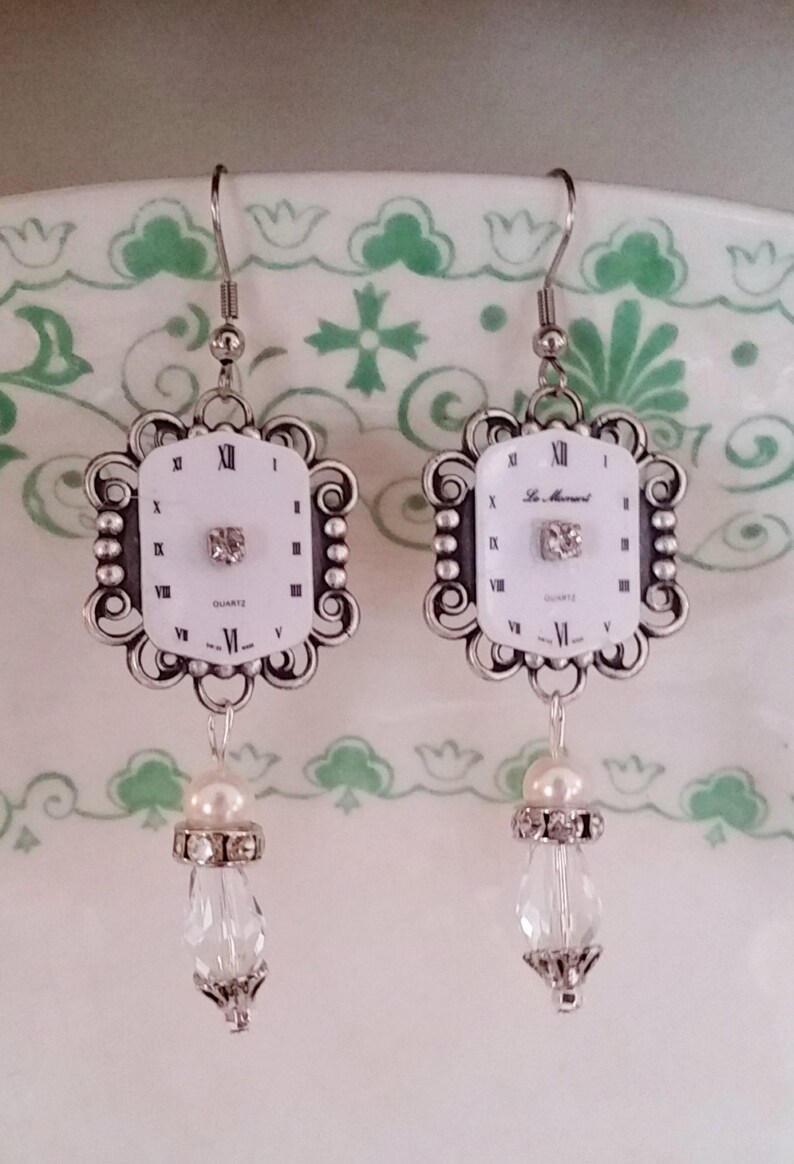 Watch Face Earrings Watch Dial Jewelry Silver Ox Filigree | Etsy