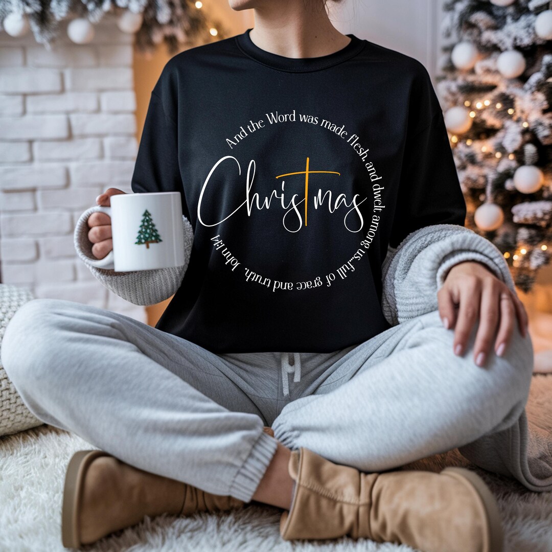 Christian Christmas Shirt, Religious Christmas Tee, Christmas Cross ...