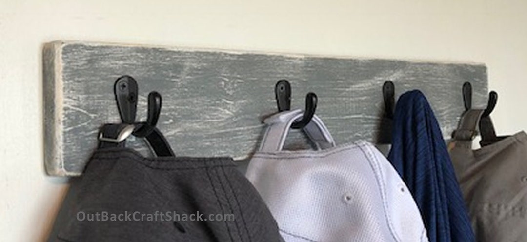 Farmhouse Coat Rack, Wall Mounted Coat Hooks, Rustic Gray Decor, Coat ...