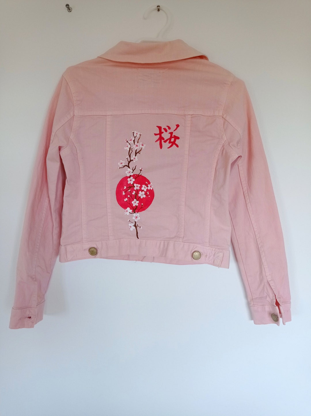 Pink Denim Jacket, Japanese Style Decorated Jacket, Girl's Jacket ...