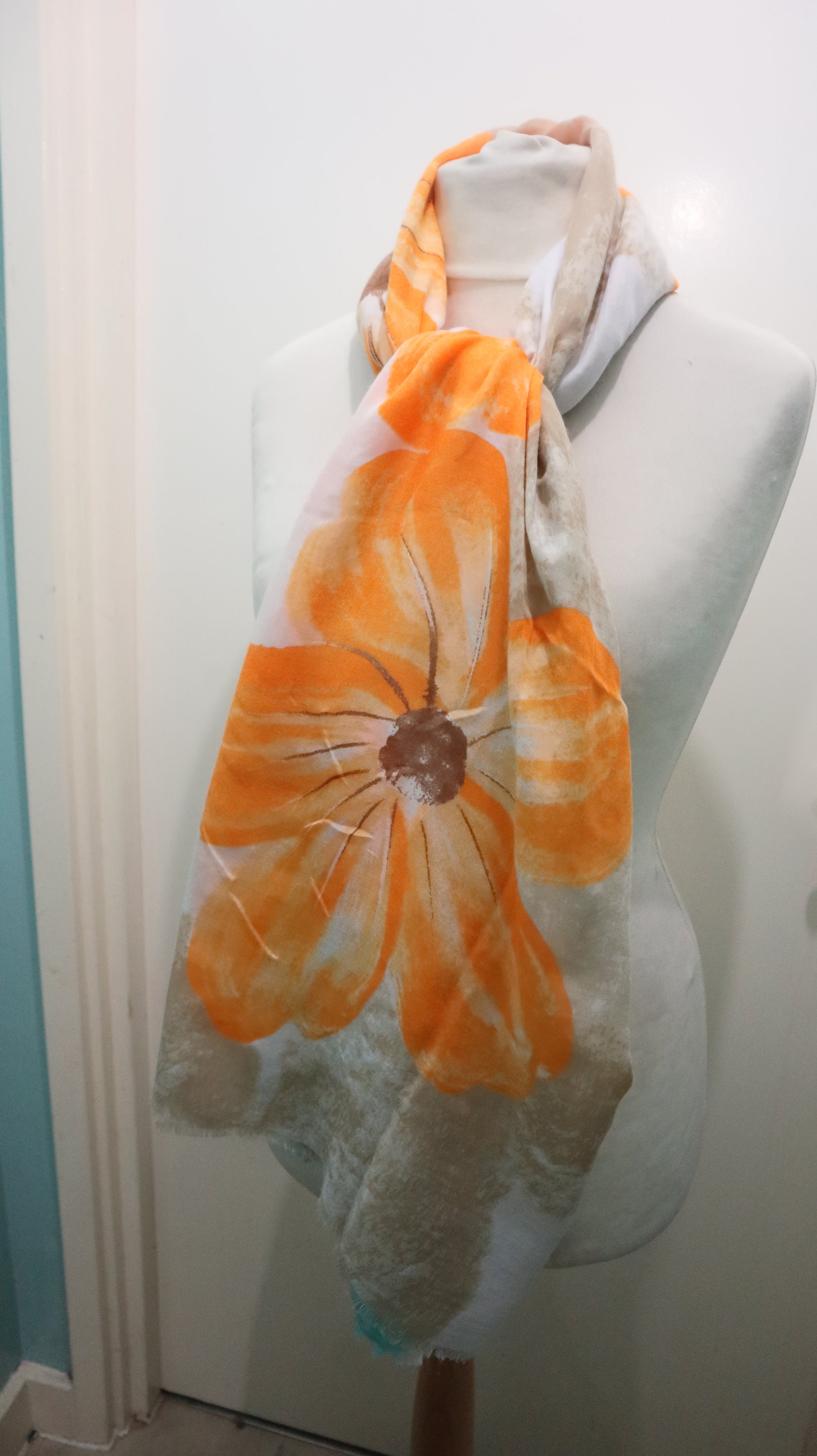 Scarfs, Large Painted Flower Print Scarf, Scarves, Women Scarfs - Etsy