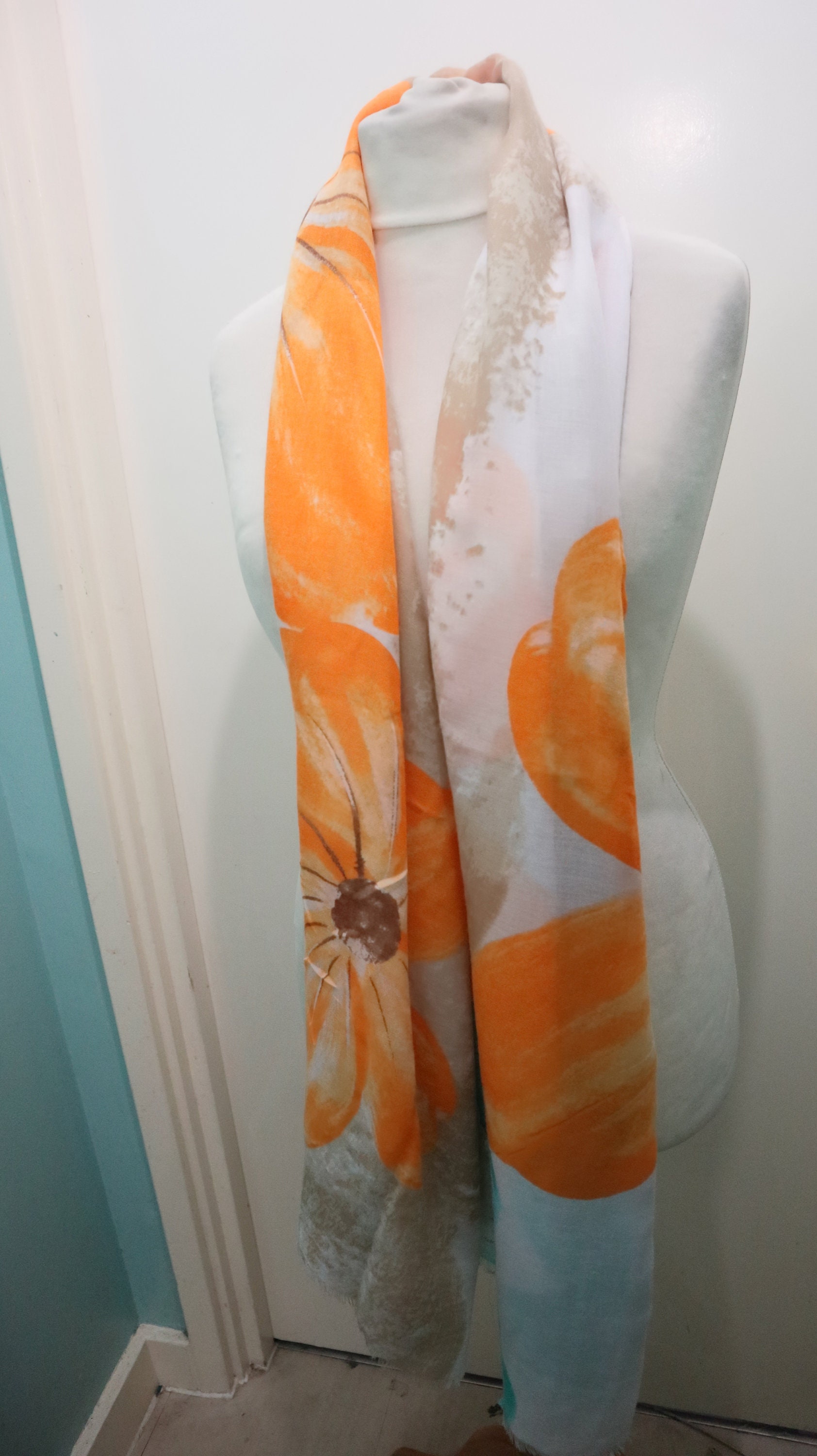 Scarfs, Large Painted Flower Print Scarf, Scarves, Women Scarfs - Etsy