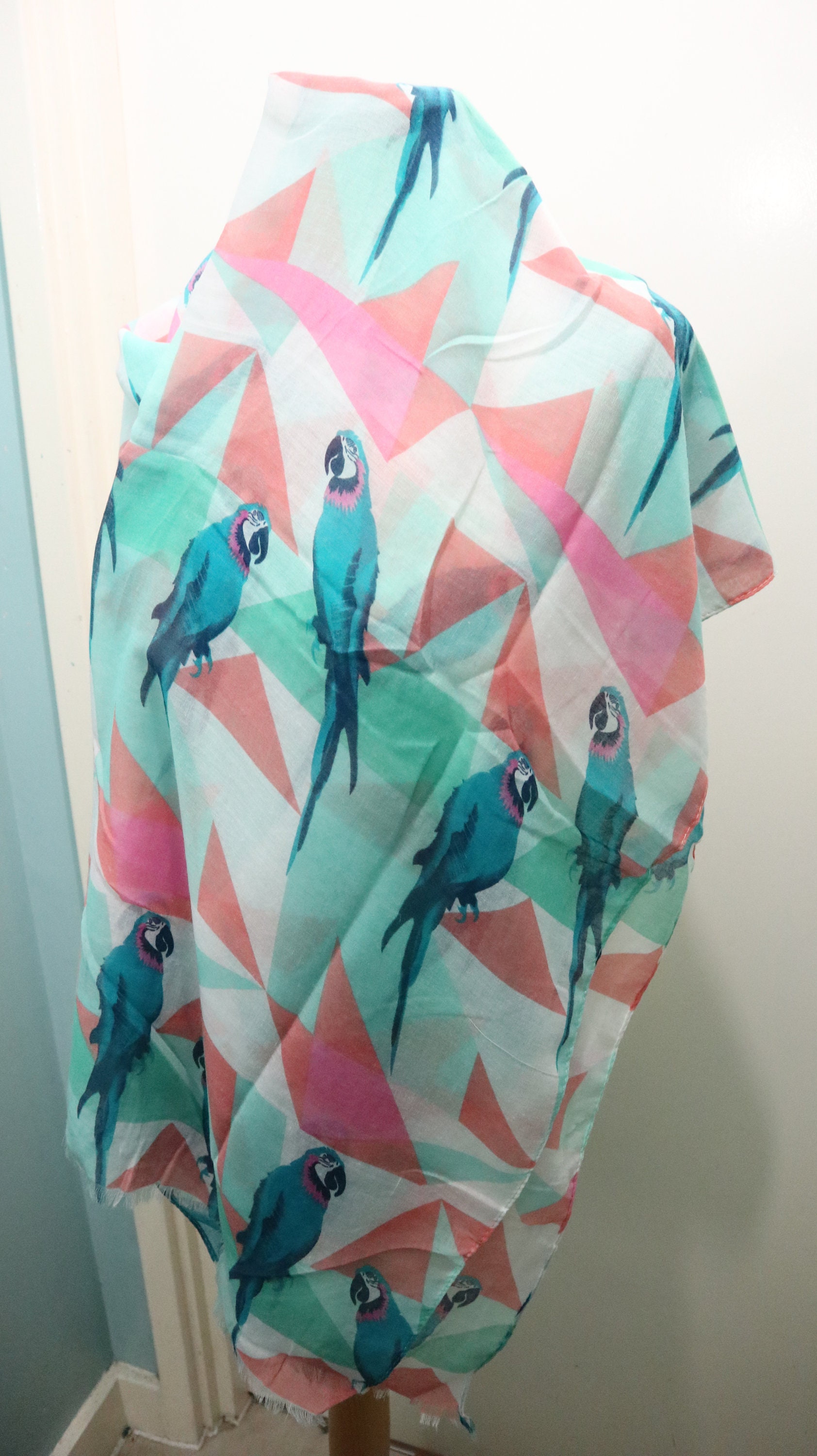 Parrot Scarf Parrot and Triangle Print Scarf Women Scarves | Etsy