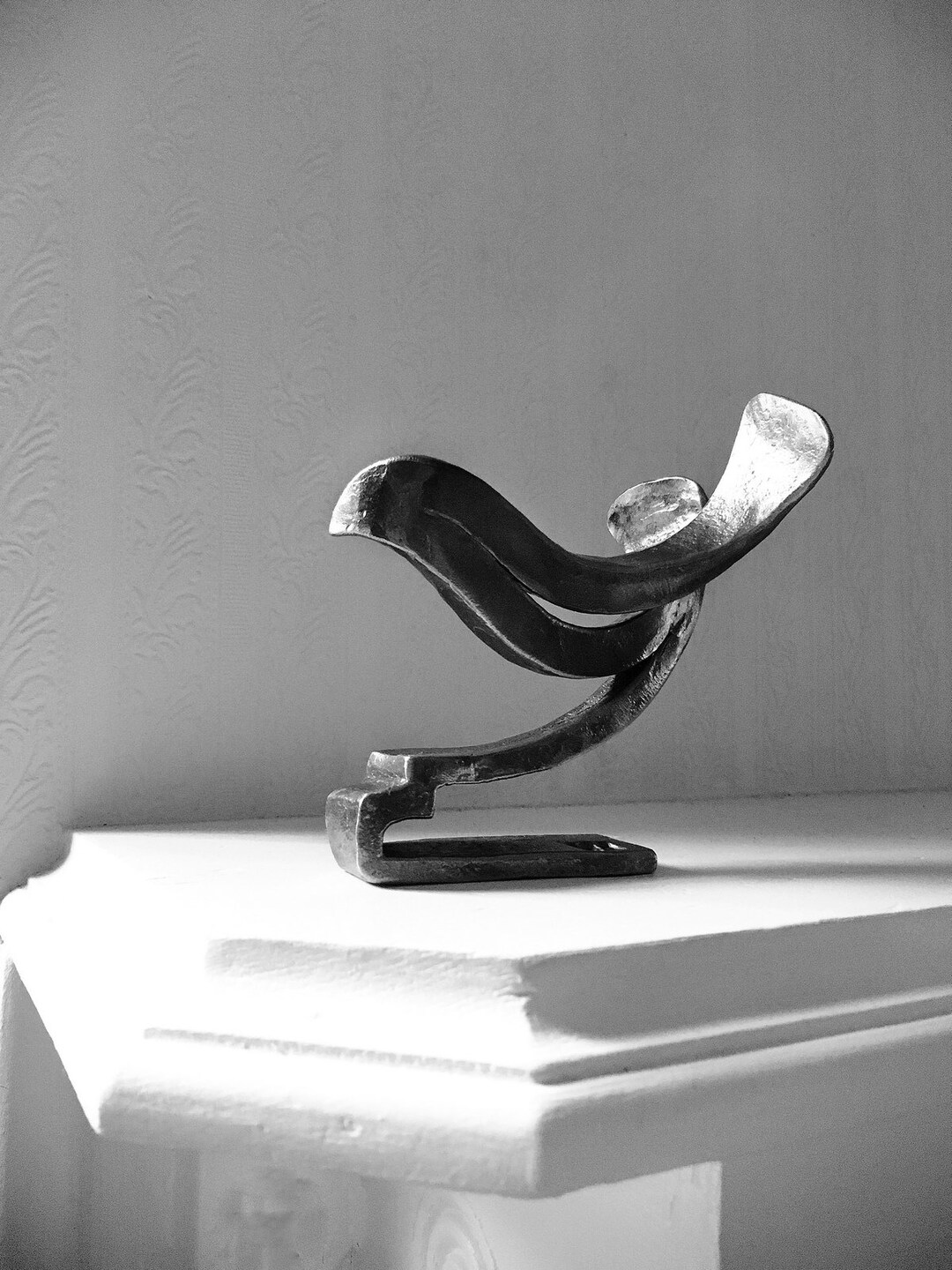 Small Metal Sculpture White Dove. Handcrafted Forged Wrought Iron. Home ...