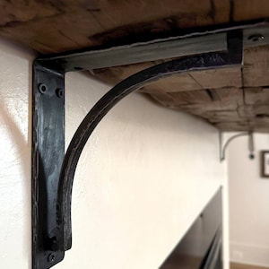 Forged Steel Shelf Bracket: Hand Forged Rustic Blacksmith Wrought Iron ...