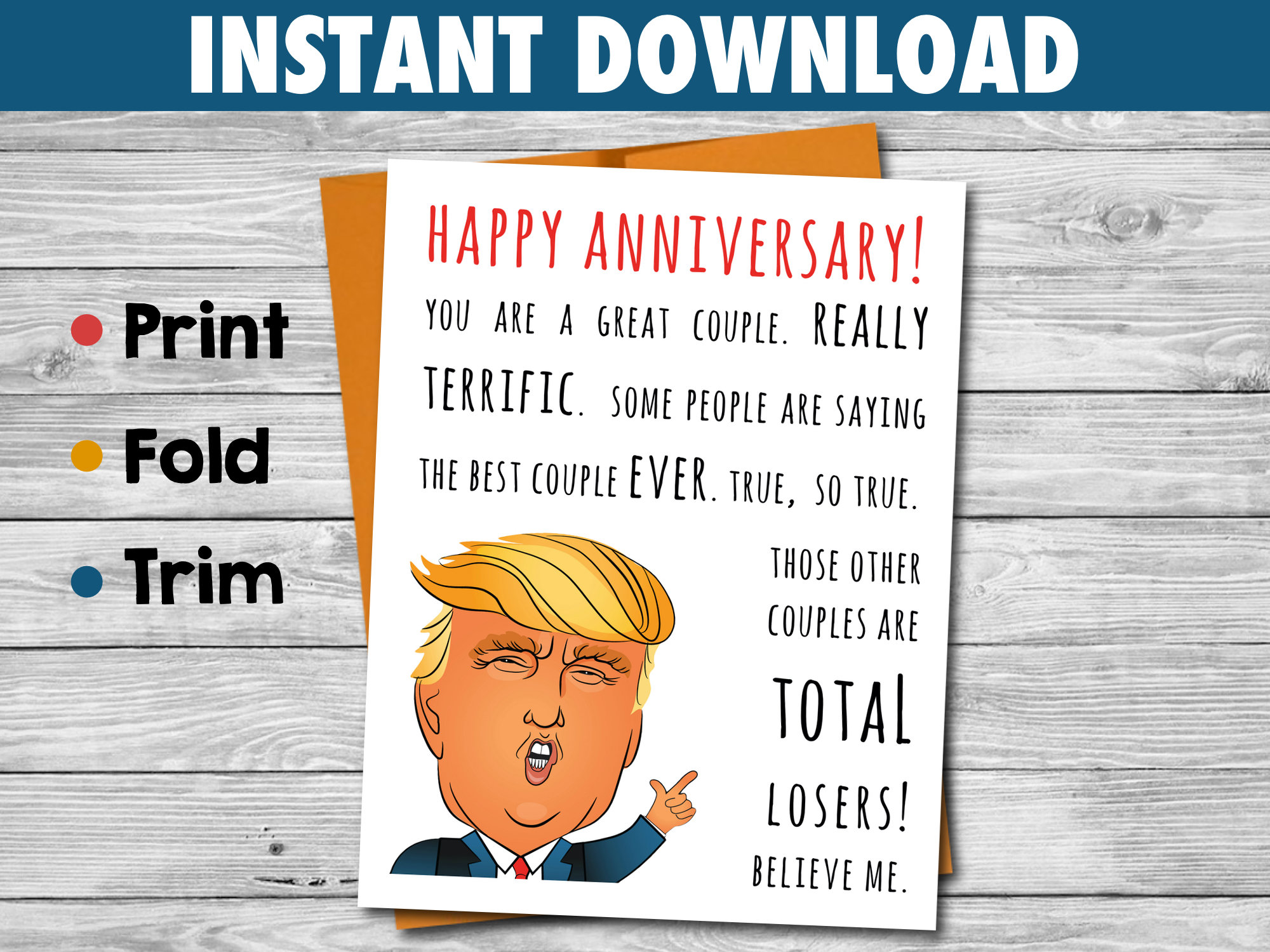 Funny Trump Anniversary Card Funny Trump Card Printable - Etsy