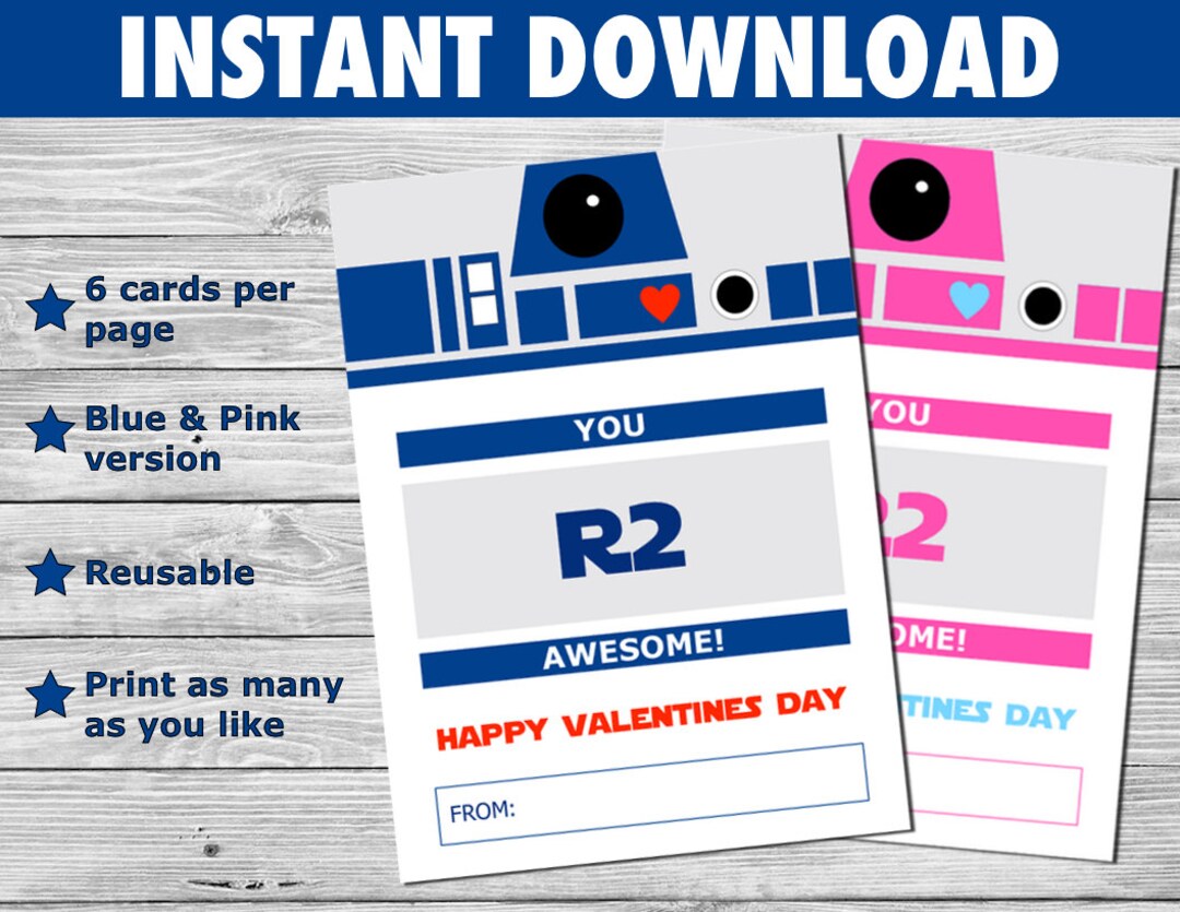 Kids Valentine Cards | Star Wars Valentines | R2D2 - Etsy
