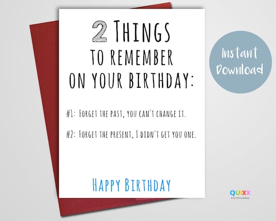 Funny Birthday Card No Gift Instant Download Printable - Etsy