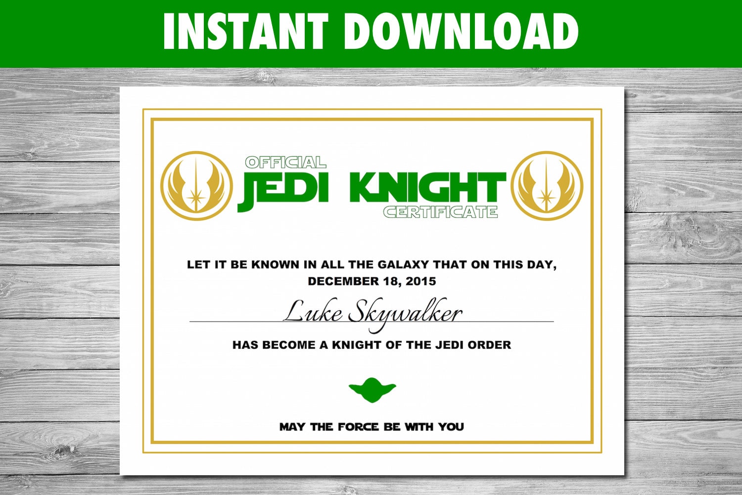 Jedi Certificate for Star Wars Party Editable Files You Can | Etsy ...
