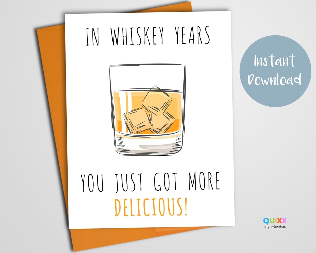 Funny Whiskey Birthday Card: Printable Card for Drinker (instant ...