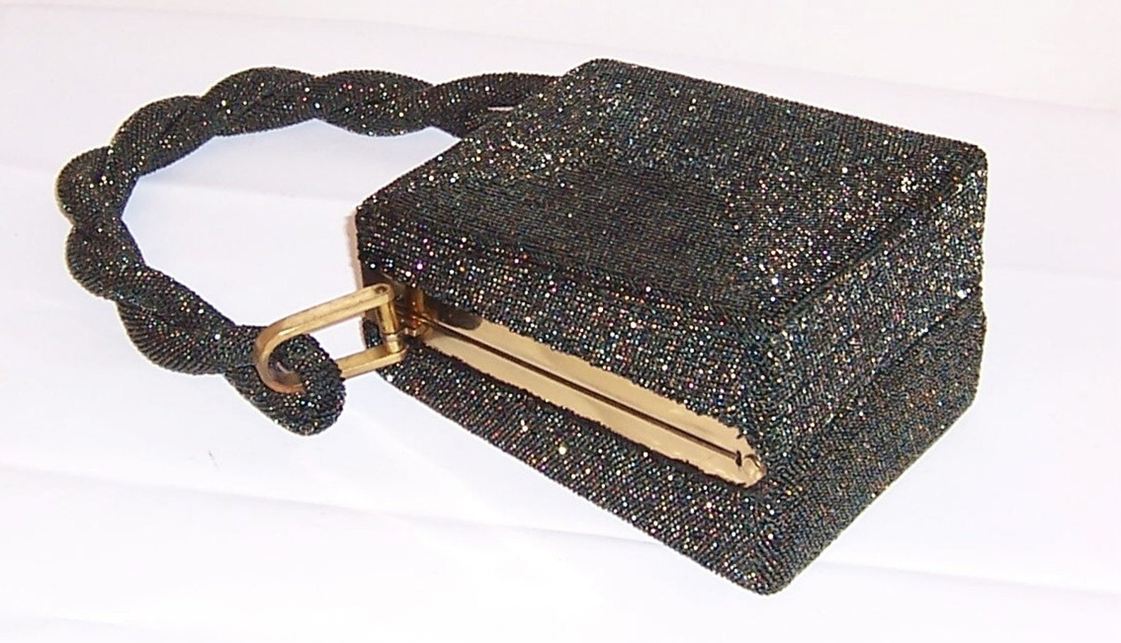 1940's Green Carnival Glass Beaded Box Handbag - Etsy