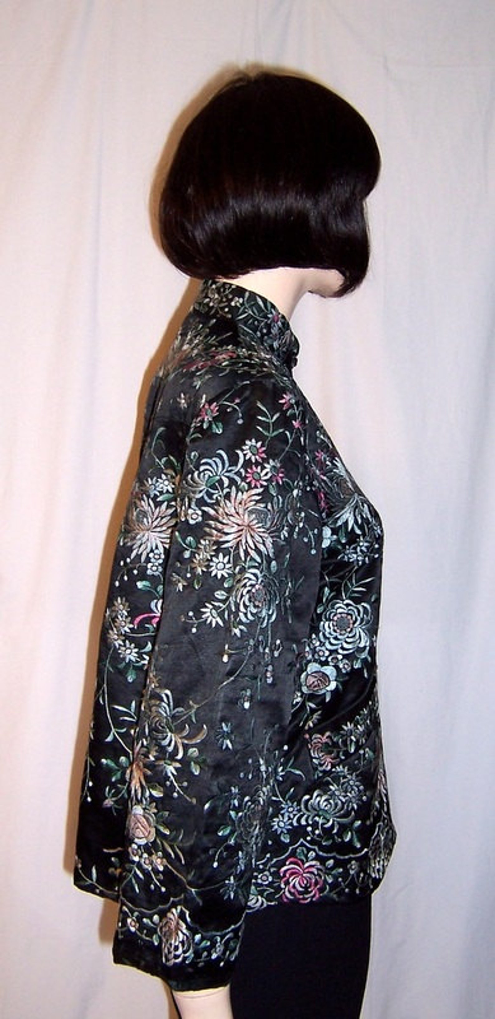 Elaborately Hand-embroidered Chinese Jacket With Pale Pink and Blue ...