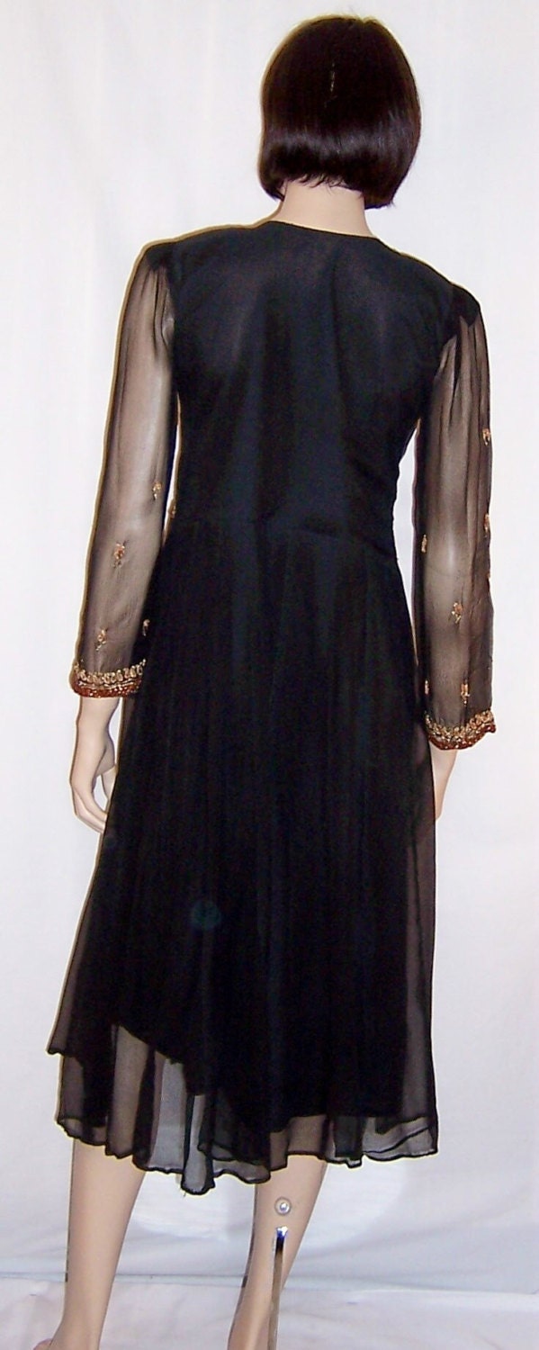 Elegant Black Chiffon Dress With Elaborate Bead Work and Embroidery - Etsy