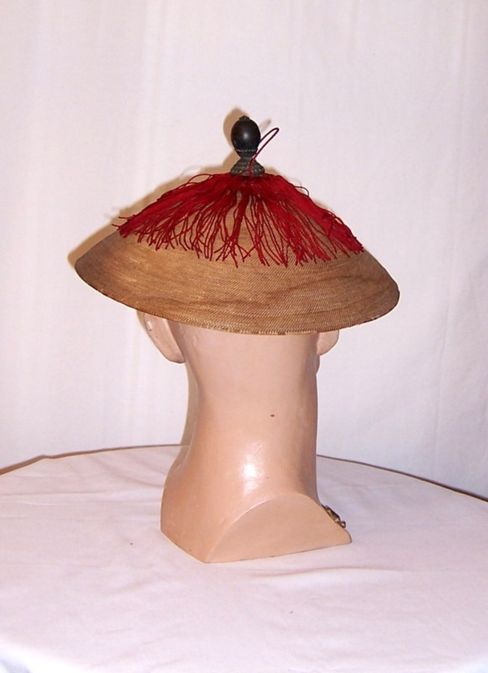 Men's Antique Chinese Conical-shaped Summer Hat of Woven Wicker-19th ...