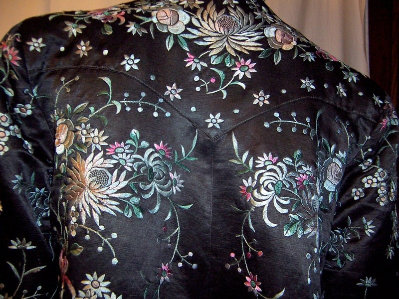 Elaborately Hand-embroidered Chinese Jacket With Pale Pink and Blue ...