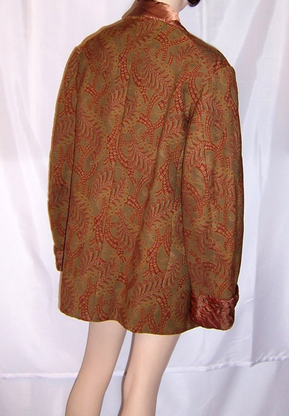 Men's-victorian Era-paisley Jacket With Satin Trim - Etsy