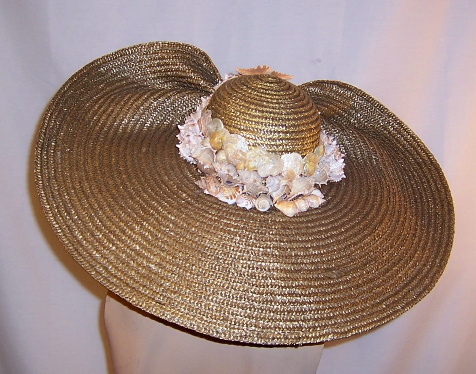 One-of-a-kind, Extraordinarily Large Beach Hat Embellished With Sea ...