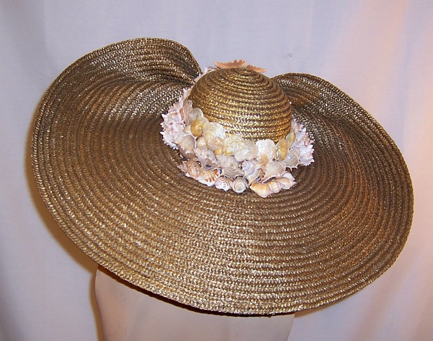 One-of-a-kind, Extraordinarily Large Beach Hat Embellished With Sea ...