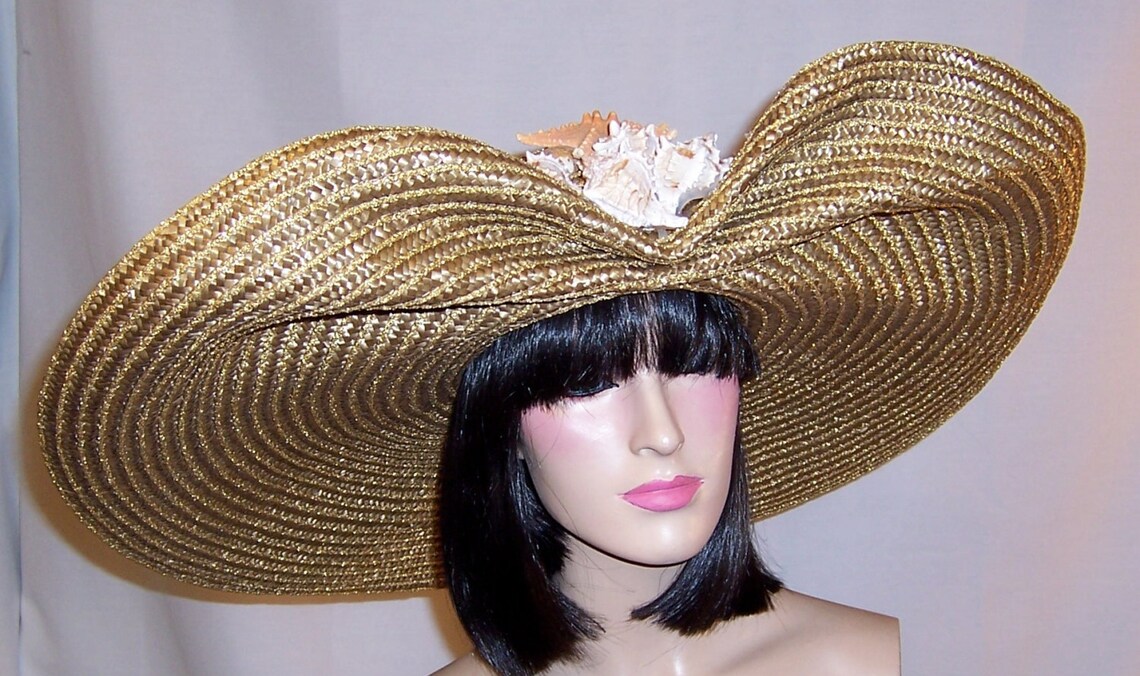 One-of-a-kind, Extraordinarily Large Beach Hat Embellished With Sea ...