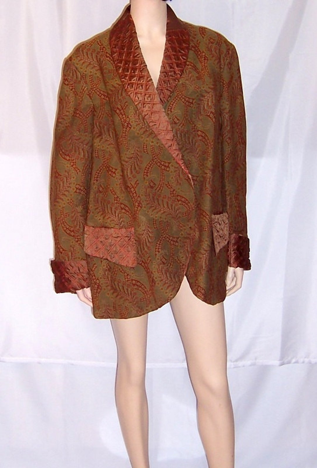 Men's-victorian Era-paisley Jacket With Satin Trim - Etsy