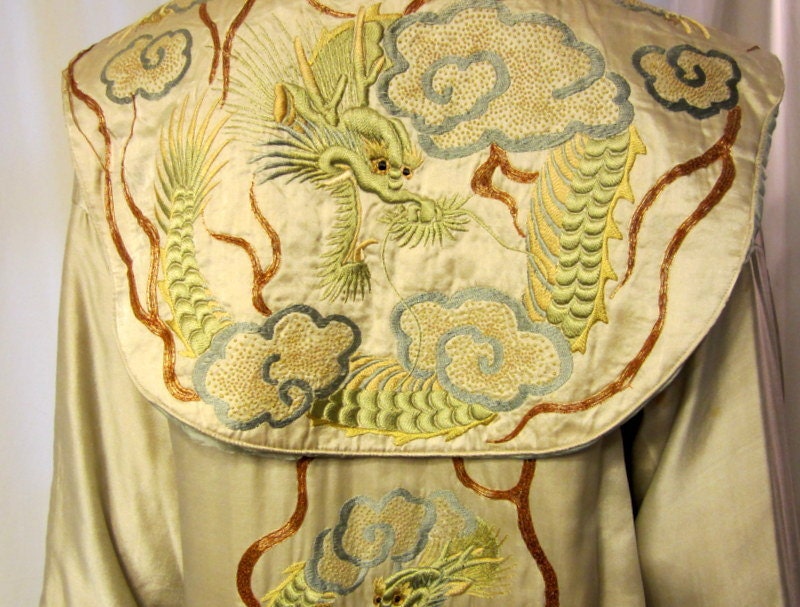 Early 20th Century Asian Hand-embroidered Robe With Dragons - Etsy