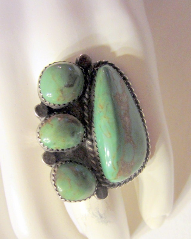 Impressive Native American, Old Pawn Turquoise and Sterling Ring - Etsy