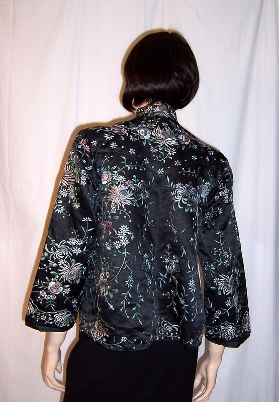 Elaborately Hand-embroidered Chinese Jacket With Pale Pink and Blue ...