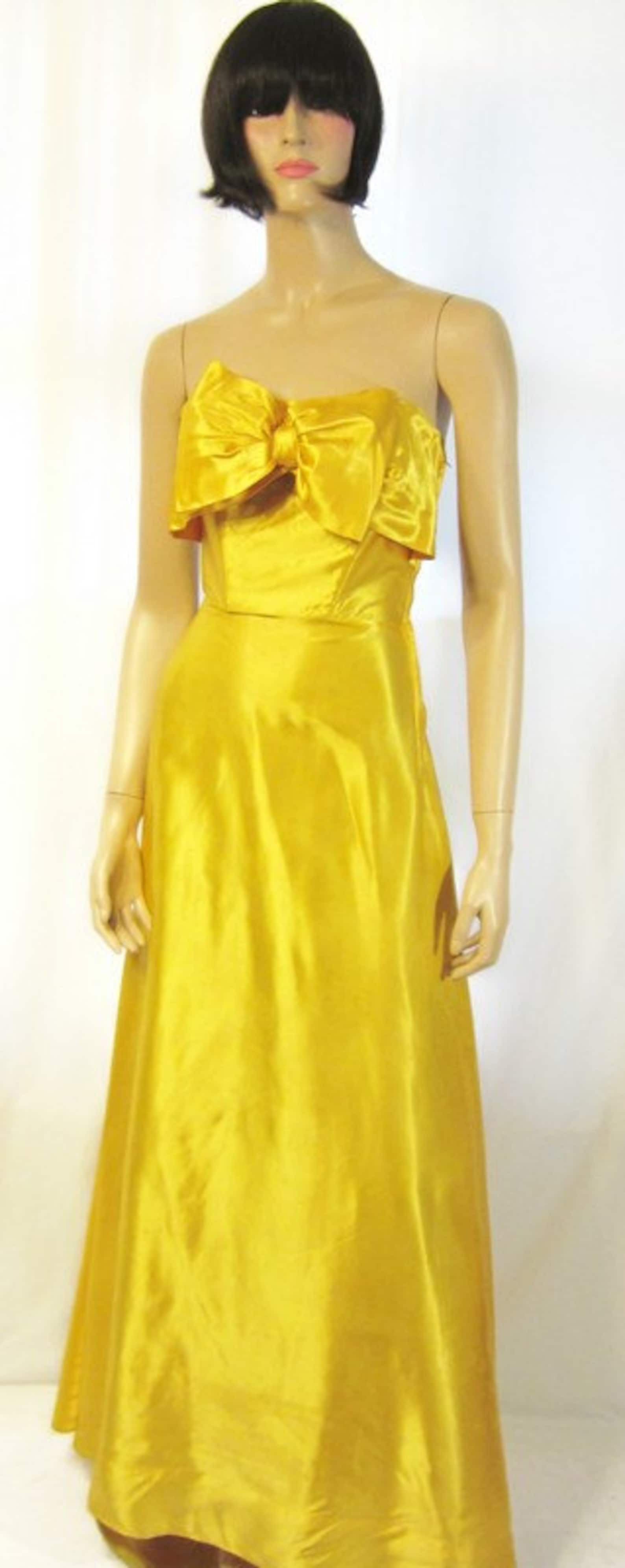 Exceptionally Gorgeous Gold Satin Evening Gown With Wrap - Etsy