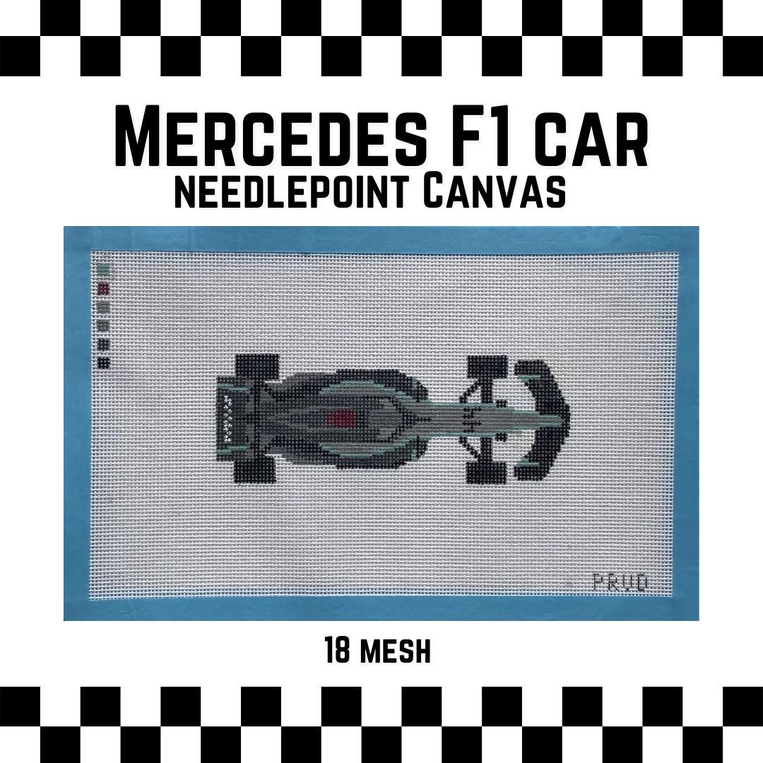 Needlepoint Canvas | Mercedes F1 Car | 18 Mesh | Stitch Painted - Etsy