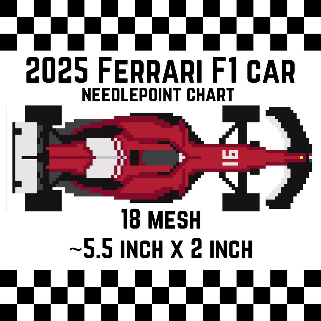 Needlepoint Chart | 2025 Ferrari F1 Car | Digital Stitch Chart | 18 ...