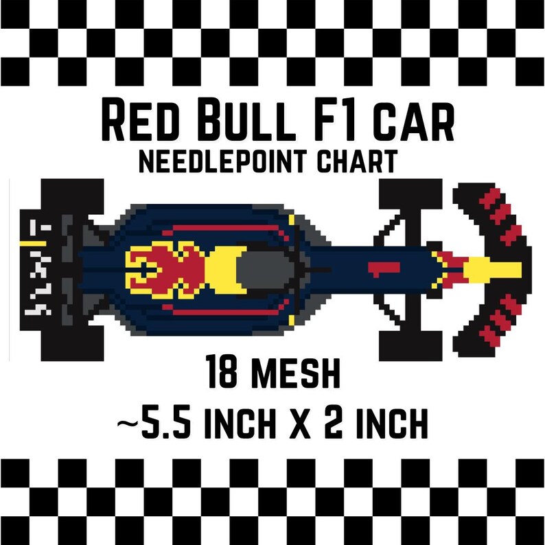 Needlepoint Chart | Red Bull F1 Car | Digital Stitch Chart | 18 Mesh - Etsy