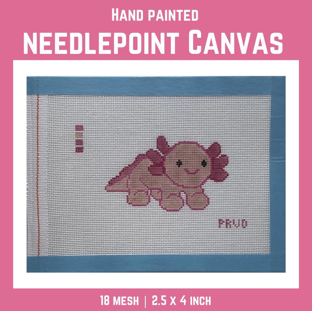 Needlepoint Canvas | Axolotl Plushie| 18 Mesh | Stitch Painted - Etsy