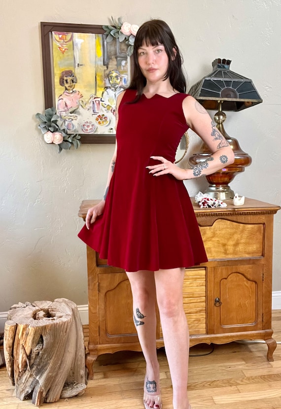 Donna Morgan Velvet Fit & Flare Dress - Gem