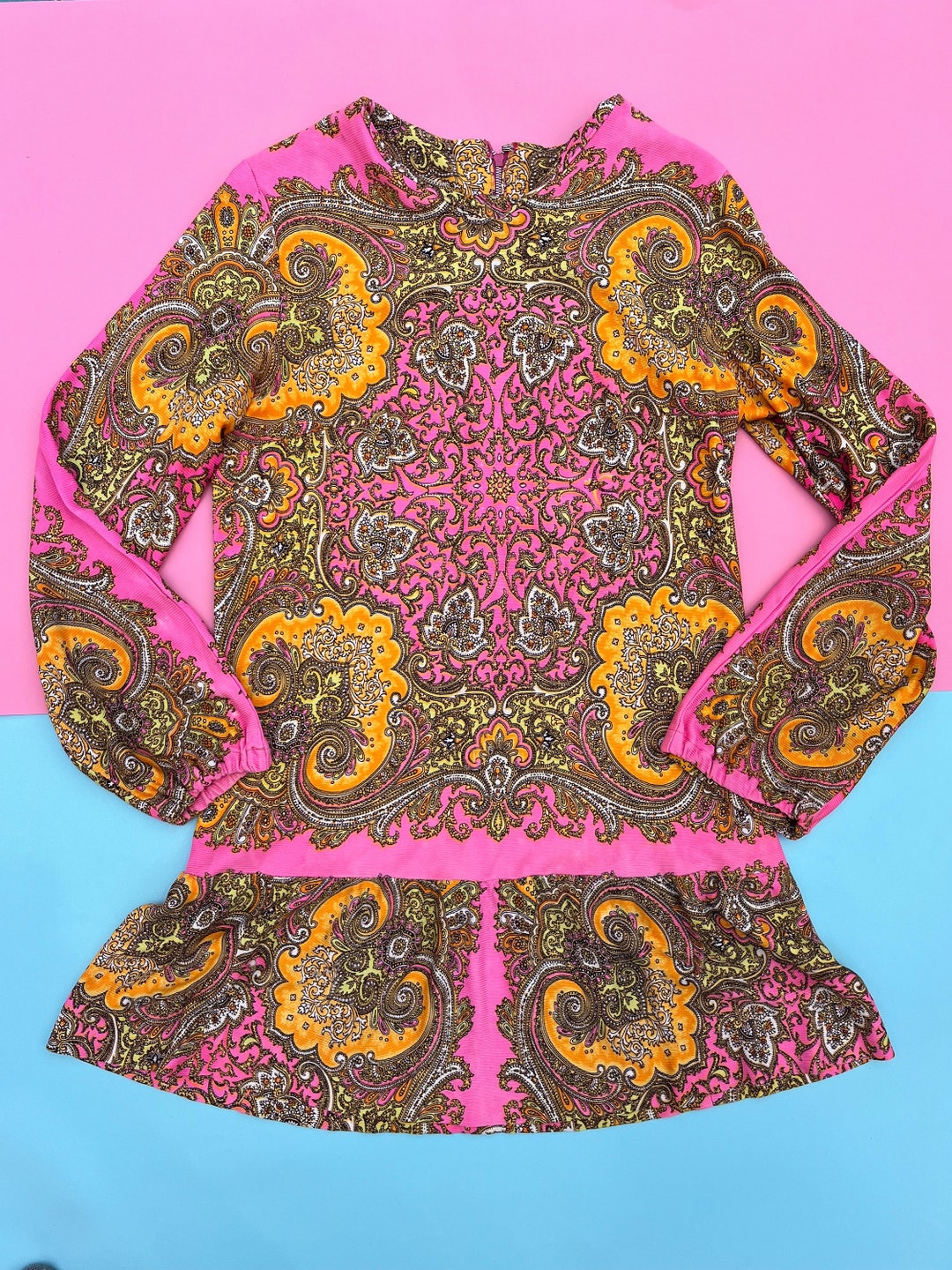 1960s Pink Paisley Micro Mini Dress - Etsy