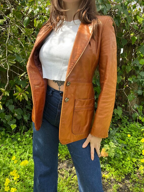 Small 1980s cognac leather jacket - Gem