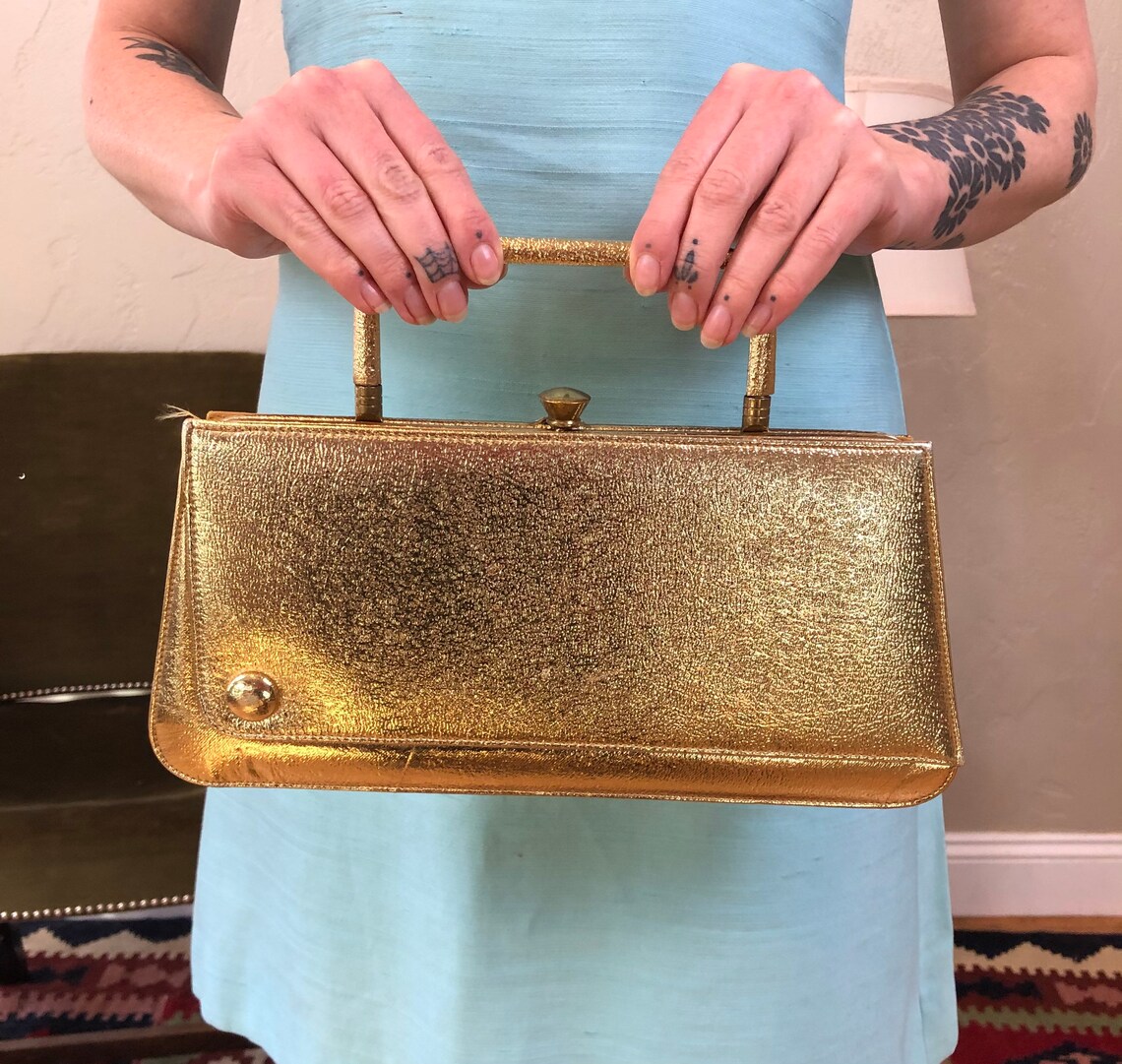 1960s Gold Rectangular Purse - Etsy