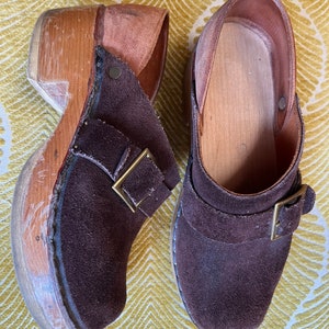 1970s Brown Suede Platform Clogs - Etsy