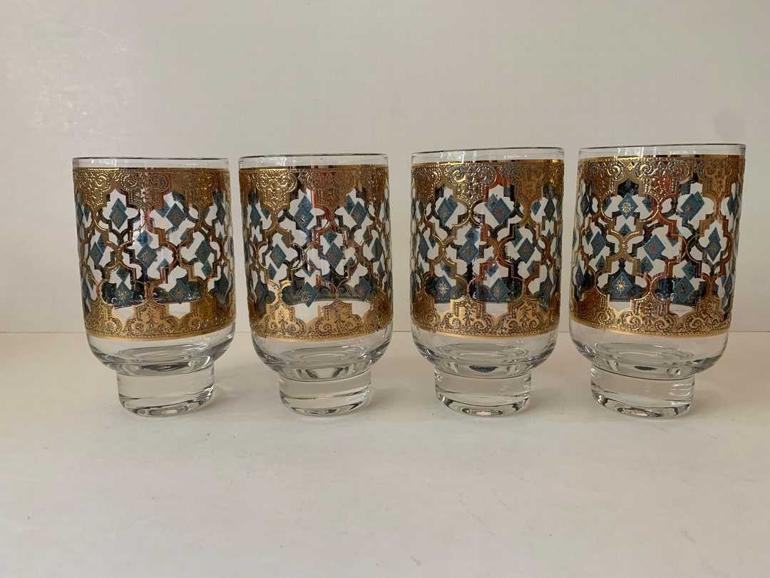 Vintage Culver Seville Footed Suburbans, Culver Collector Glasses, Mid Century Culver Glass Set ...