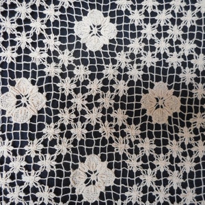 Vintage Handmade Knotted Filet Lace Tablecloth / Doily, Ecru Cotton ...
