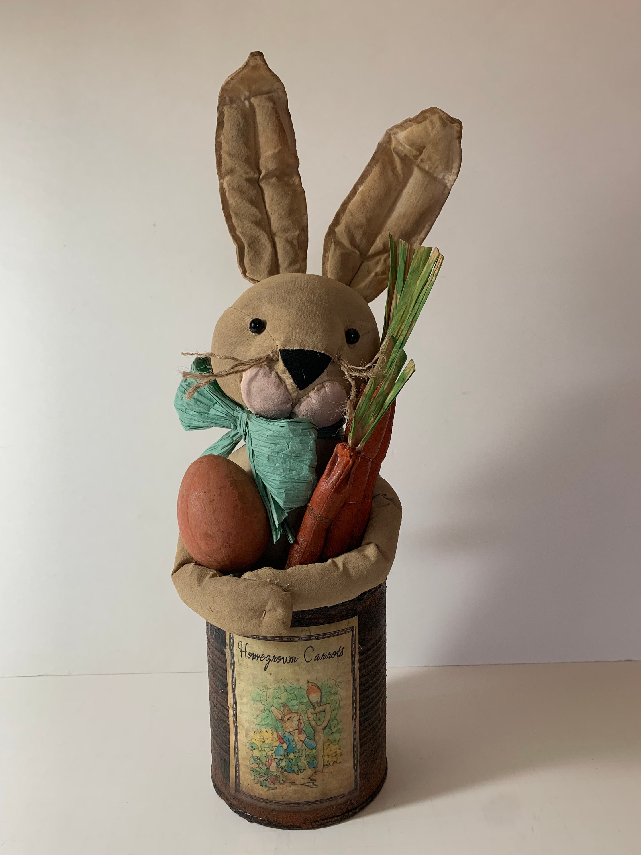 Primitive Rabbit Bunny Doll Rabbit Doll Chenille Rabbit Primitive Shelf ...