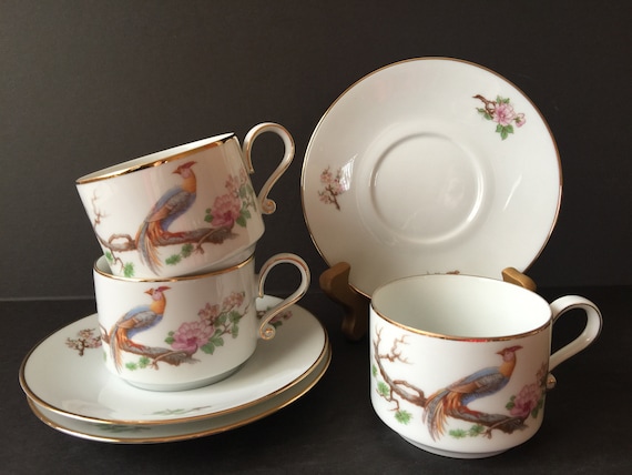 Vintage Heinrich German Porcelain Cups/ Saucers Heinrich Bird | Etsy