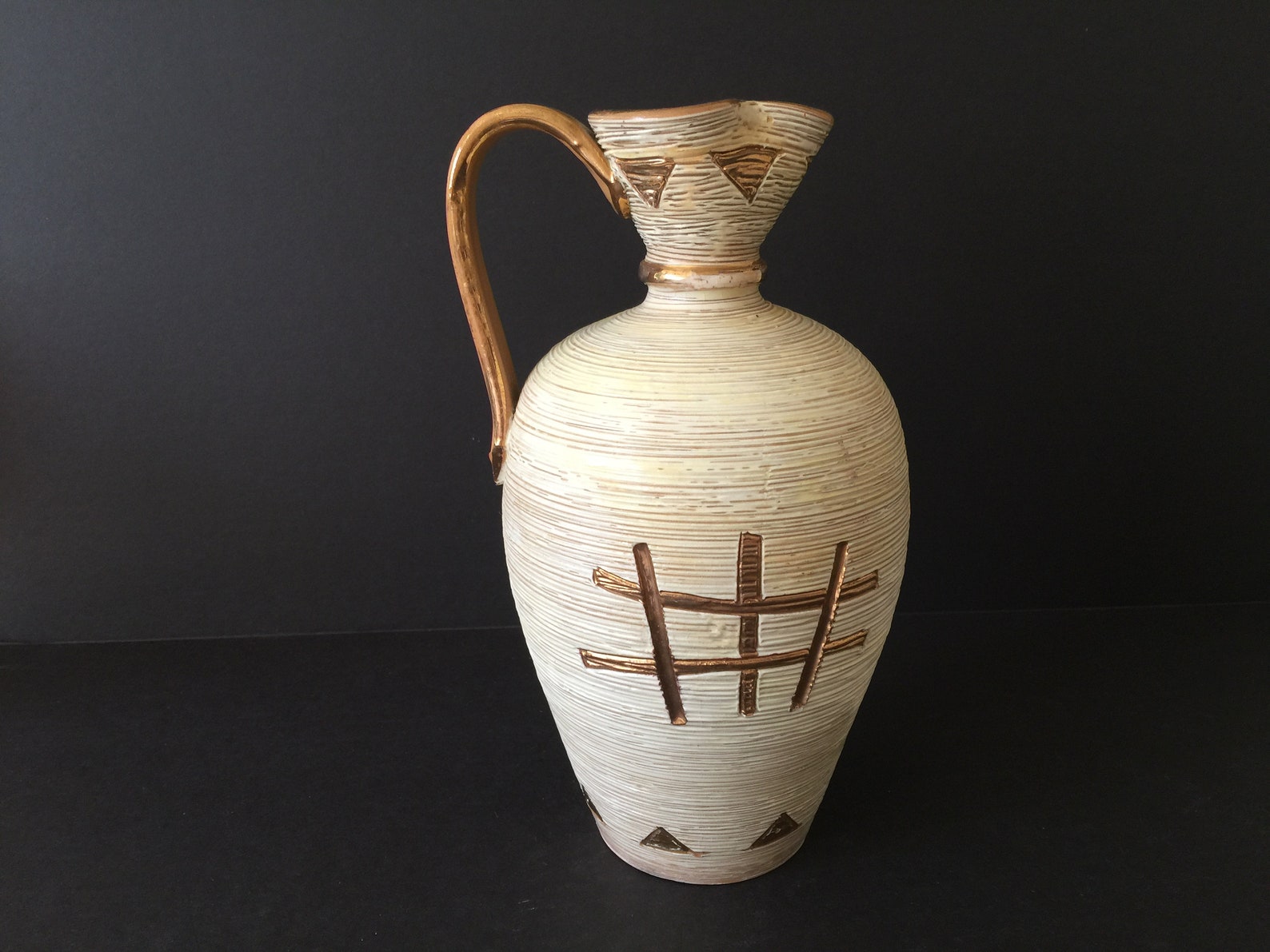 Vintage Elbee Italy Golden Horse Jug, Mid Century Italian Art Pottery ...