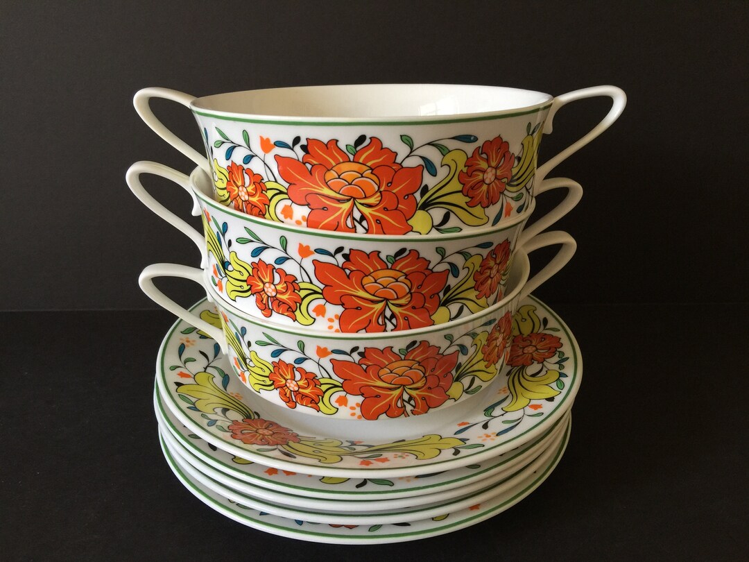 Vintage Spode Caribbean Soup Bowls / Saucers, Vintage Spode China ...