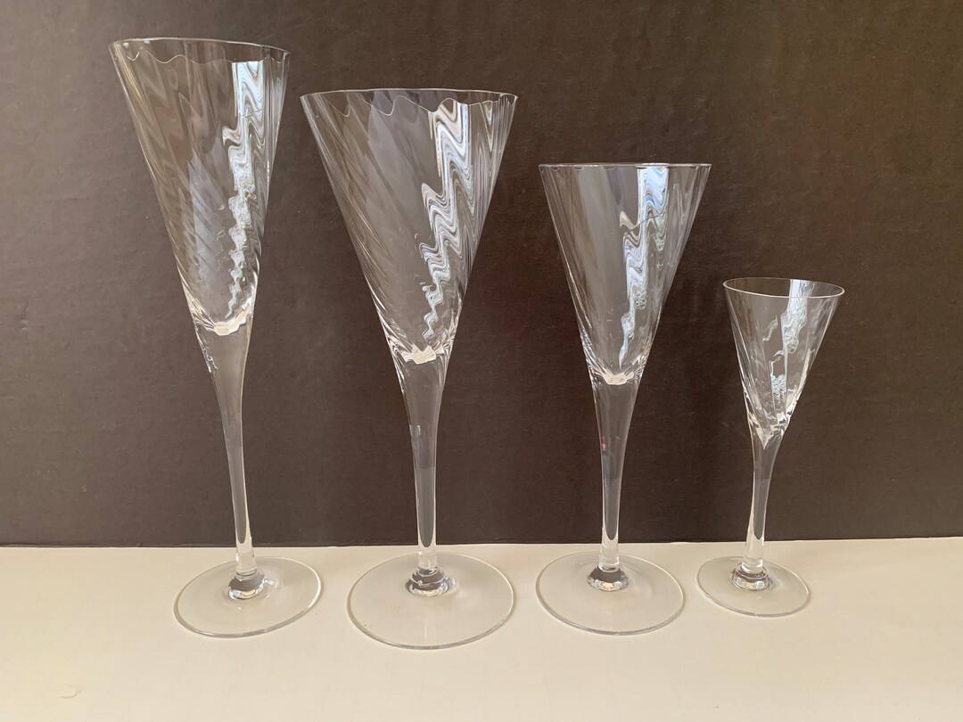 Vintage Sasaki Crystal Champagne Flutes, Sasaki Reflections Wine ...