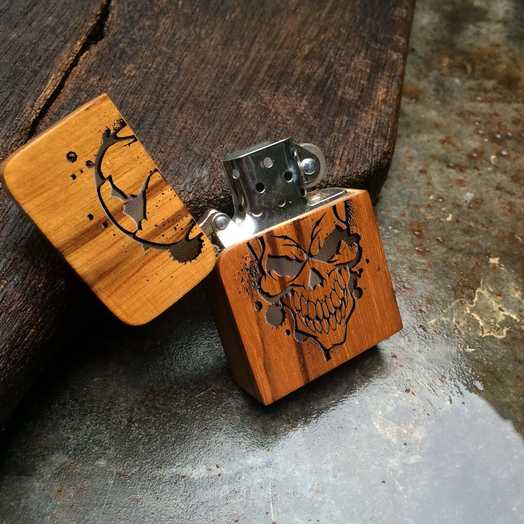 ENGRAVED LIGHTER Windproof Lighter With Wood Cover Cigar - Etsy