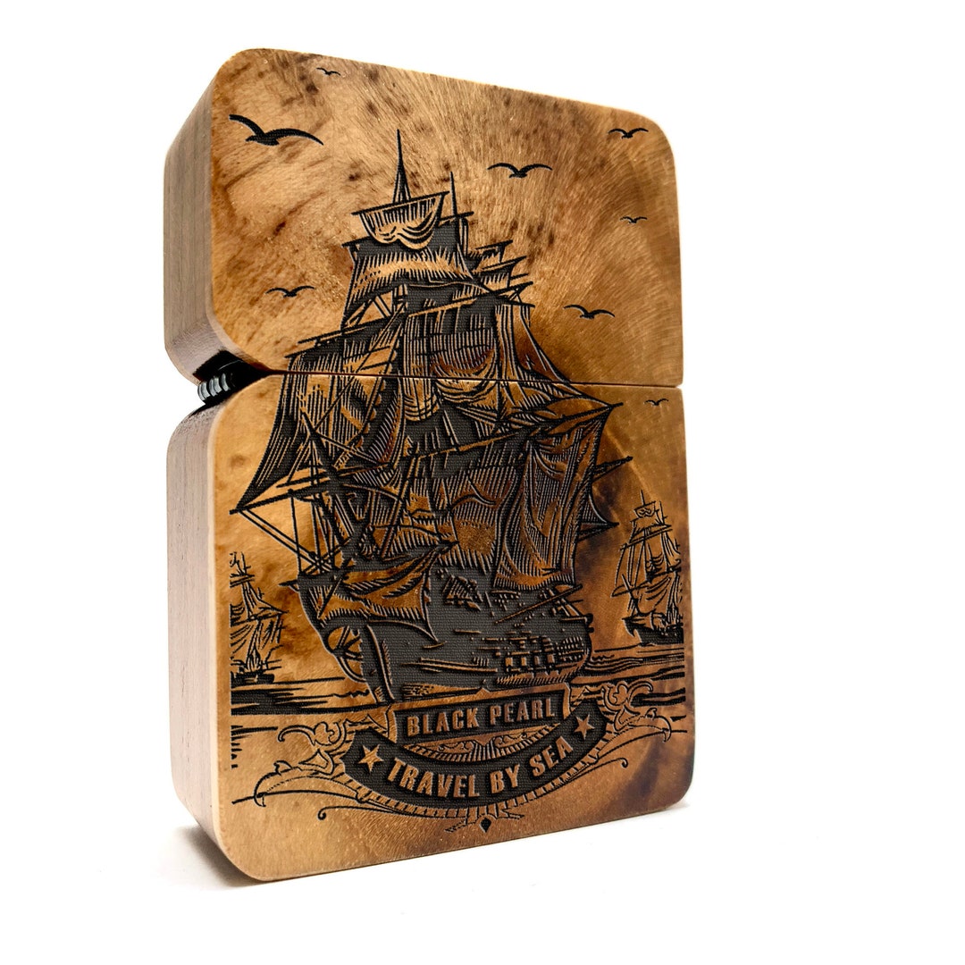 Engraved Teak Wood Lighter, the Curse of the Black Pearl, Personalized ...