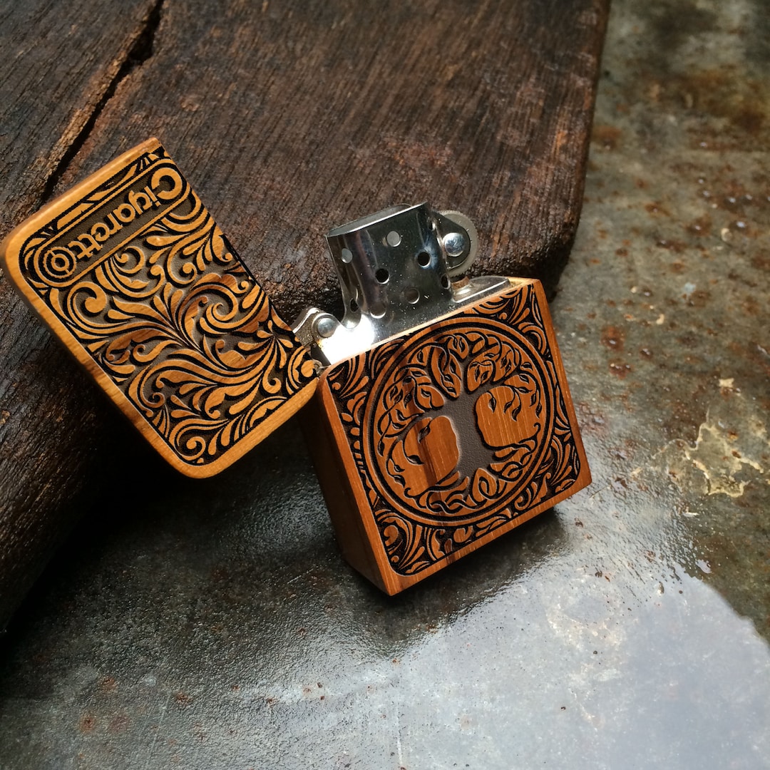 ENGRAVED LIGHTER, Lighter Case, Lighter Sleeve, Windproof Lighter Wood ...